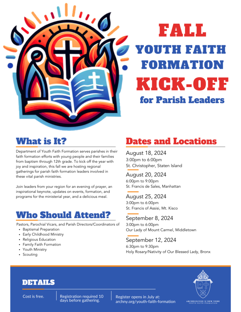 Bronx Fall Kick-Off for Parish Youth Faith Formation Leaders ...